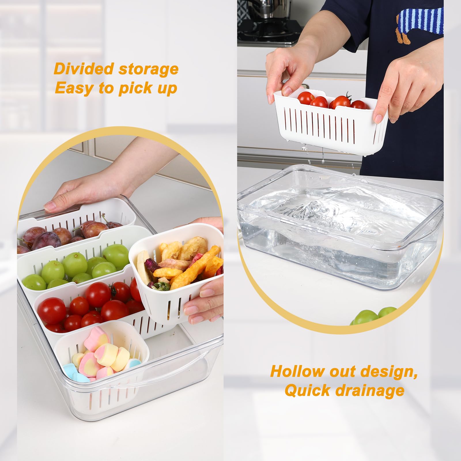 OZEPLASC Divided Serving Tray with 8 Compartments Snack Box Container with Lid, Airtight, Portable, White, Minimalist Style
