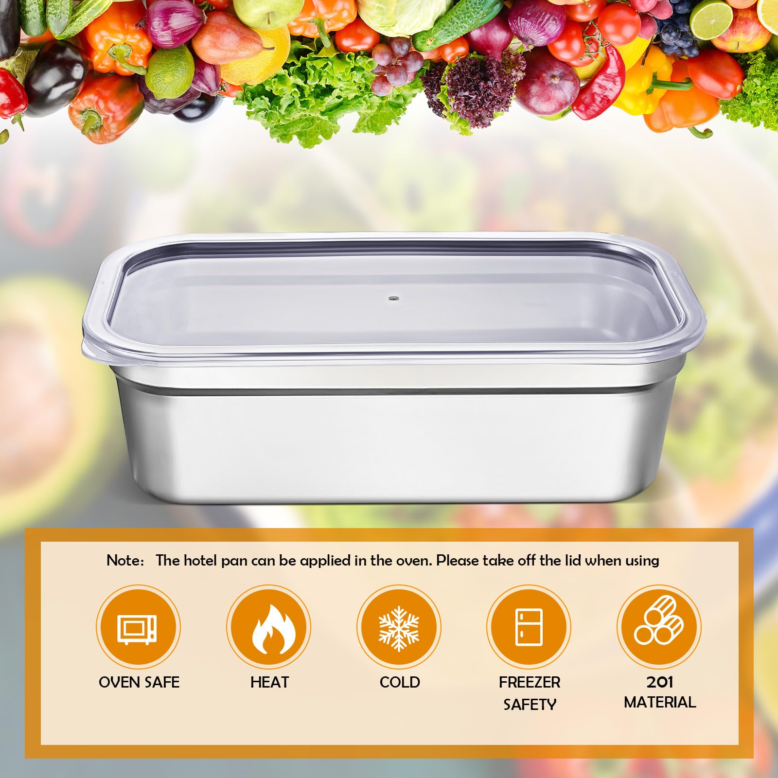 Suttmin 9 Pcs Stainless Steel Food Storage Containers with Lids 1/3 Size Hotel Pans Steam Table Pan Metal Meal Food Containers for Restaurant Stackable Kitchen Freezer Buffet, 2.5/4/6 Inch Deep