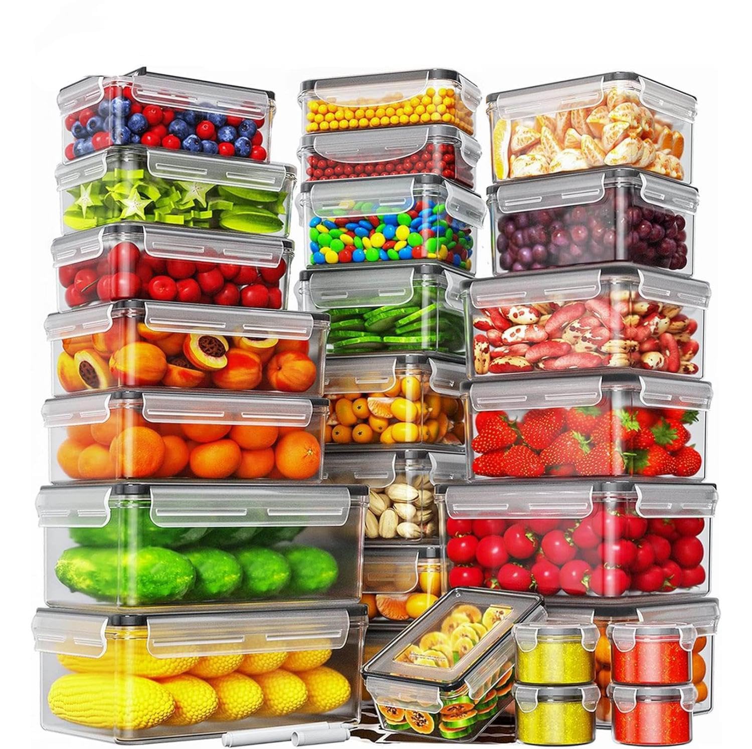 AISOON 40 Piece 85Oz Large Food Storage Containers with Lids,BPA Free, Leak-Proof Kitchen Organizers Ideal for Pantry Organizers, Cereal Containers, Microwave & Dishwasher Safe, Labels and Accessories