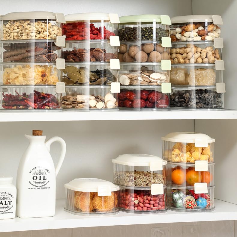 Food Storage Containers with Lids Airtight, Plastic Storage Meal Prep Container-Stackable Food Preservation Organizer Box 100% Leakproof & BPA-Free Organization and Storage Sets (White,4)