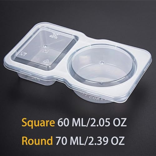 Reusable on the Go Snack Containers, On the Go Snack Containers, Snack Packs Containers Reusable, Reusable Snack Packs 2 Compartments, Reusable Double Compartment Condiment Container for Dips (5Pcs)