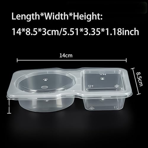 Reusable on the Go Snack Containers, On the Go Snack Containers, Snack Packs Containers Reusable, Reusable Snack Packs 2 Compartments, Reusable Double Compartment Condiment Container for Dips (5Pcs)