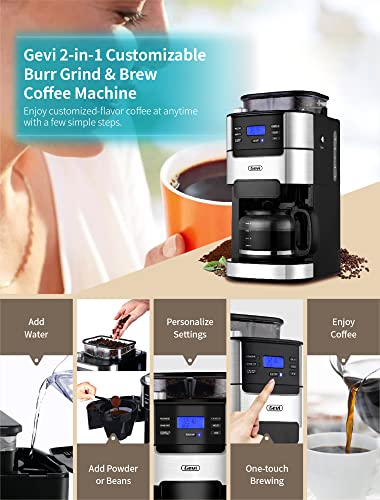 10-Cup Drip Coffee Maker, Grind and Brew Automatic Coffee Machine with Built-In Burr Coffee Grinder, Programmable Timer Mode and Keep Warm Plate, 1.5L Large Capacity Water Tank,900W, Black (Aluminum, 10 Cup)