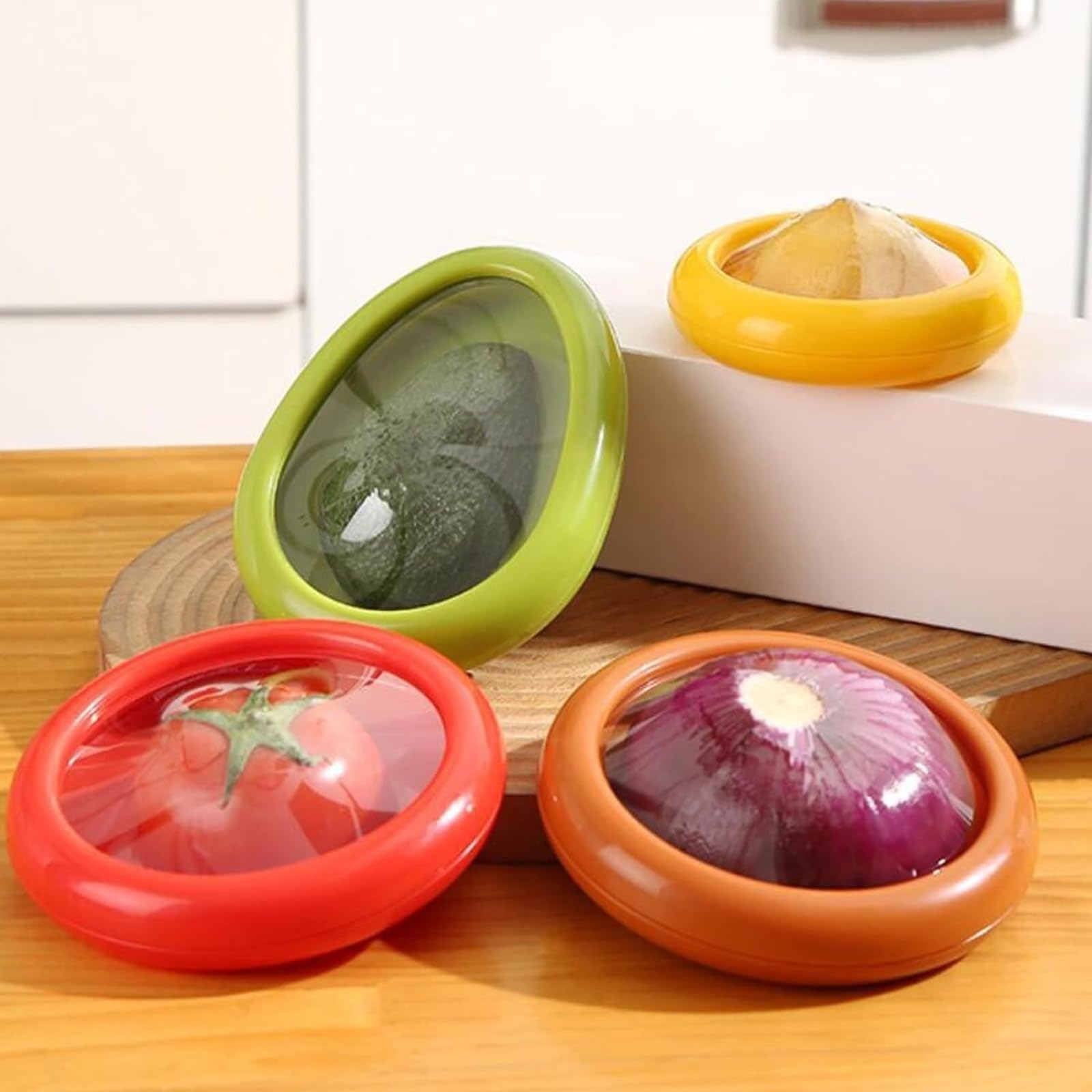 Silicone Fruit Storage Box,Fruit And Vegetable Anti-Oxidation Storage Box,Food Storage Containers Fruit And Vegetable Anti-Oxidation Storage Box Ideal For Garlic, Onions, Lemons, And Potatoes (4 PCS )