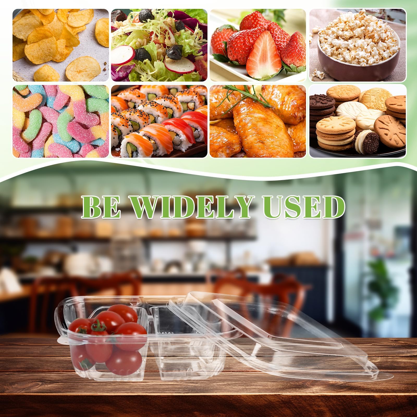 ISUSSER 40 Pack Clear Bento Snack Food Containers, 4 Compartment Meal Prep Containers with Lids for School and Work