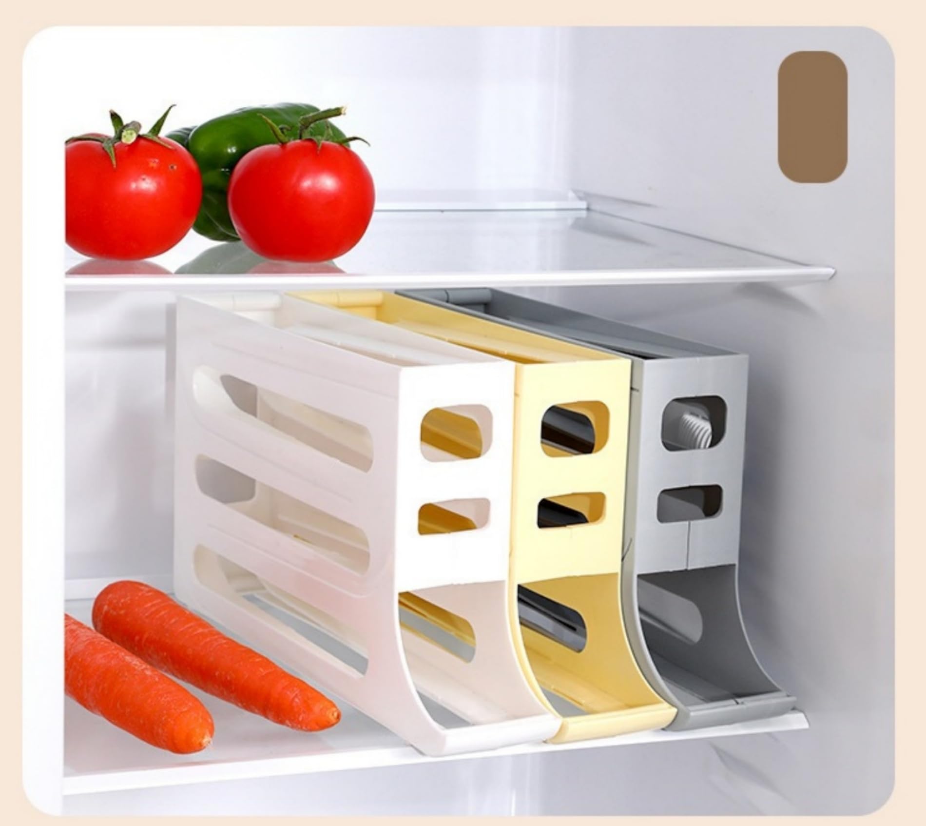 30 Eggs Egg Holder for Fridge,4 Tiers Egg Holder for Fridge,Auto Rolling Fridge Egg Organizer for Refrigerator,Space-Saving Egg Dispenser Holder,Fridge Egg Rack, Egg Storage Rack for Kitchen(White)