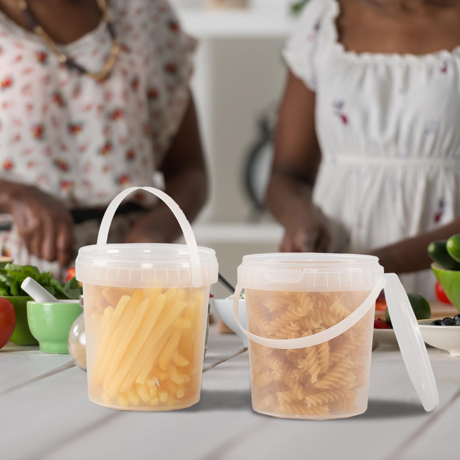 Udotry 20 PCS Round Plastic Ice Cream Bucket, 27 OZ Clear Ice Cream Tub with Lids