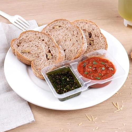luteaint Reusable on the Go Snack Containers, Double Compartment Condiment Container with Lids, Nut Snack Pack Containers, for To-Go Sauce, Sampling, Travel Snack(5pc)