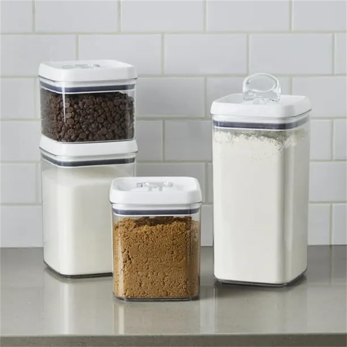 Airtight Food Storage Container with Lids, 16 Cup Flip-Tite Square for Dry Food, Flour, Sugar, Soup, Freezer Safe, Microwaveable, White