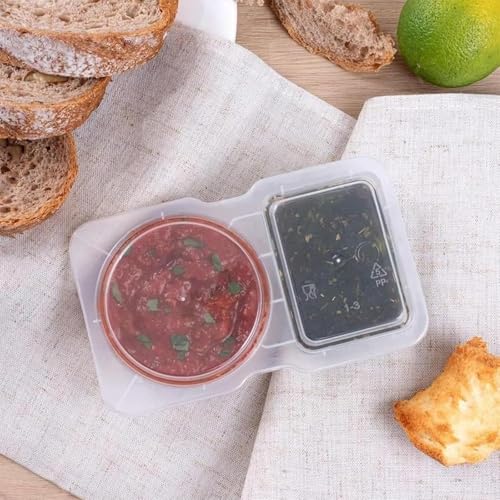 luteaint Reusable on the Go Snack Containers, Double Compartment Condiment Container with Lids, Nut Snack Pack Containers, for To-Go Sauce, Sampling, Travel Snack(5pc)