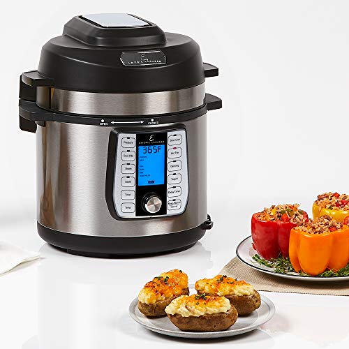 Emeril Everyday 6 QT Pressure Air Fryer, 5 Pc Accessory Pack, Silver