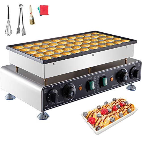 VBENLEM 110V Mini Dutch Pancake Baker 50PCS 1700W Commercial Electric Nonstick Waffle Maker Machine 1.8 Inches for Home and Restaurants