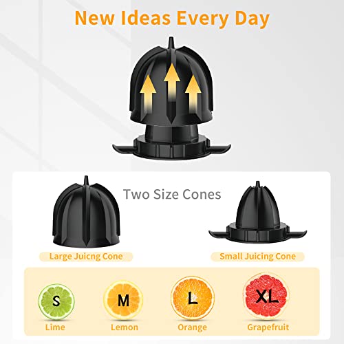 150W Electric Citrus Juicer Squeezer with 2 Cones, Healnitor Stainless Steel Quiet Orange Juice Extractor Machines for Lime Grapefruit Lemon, Detachable Design