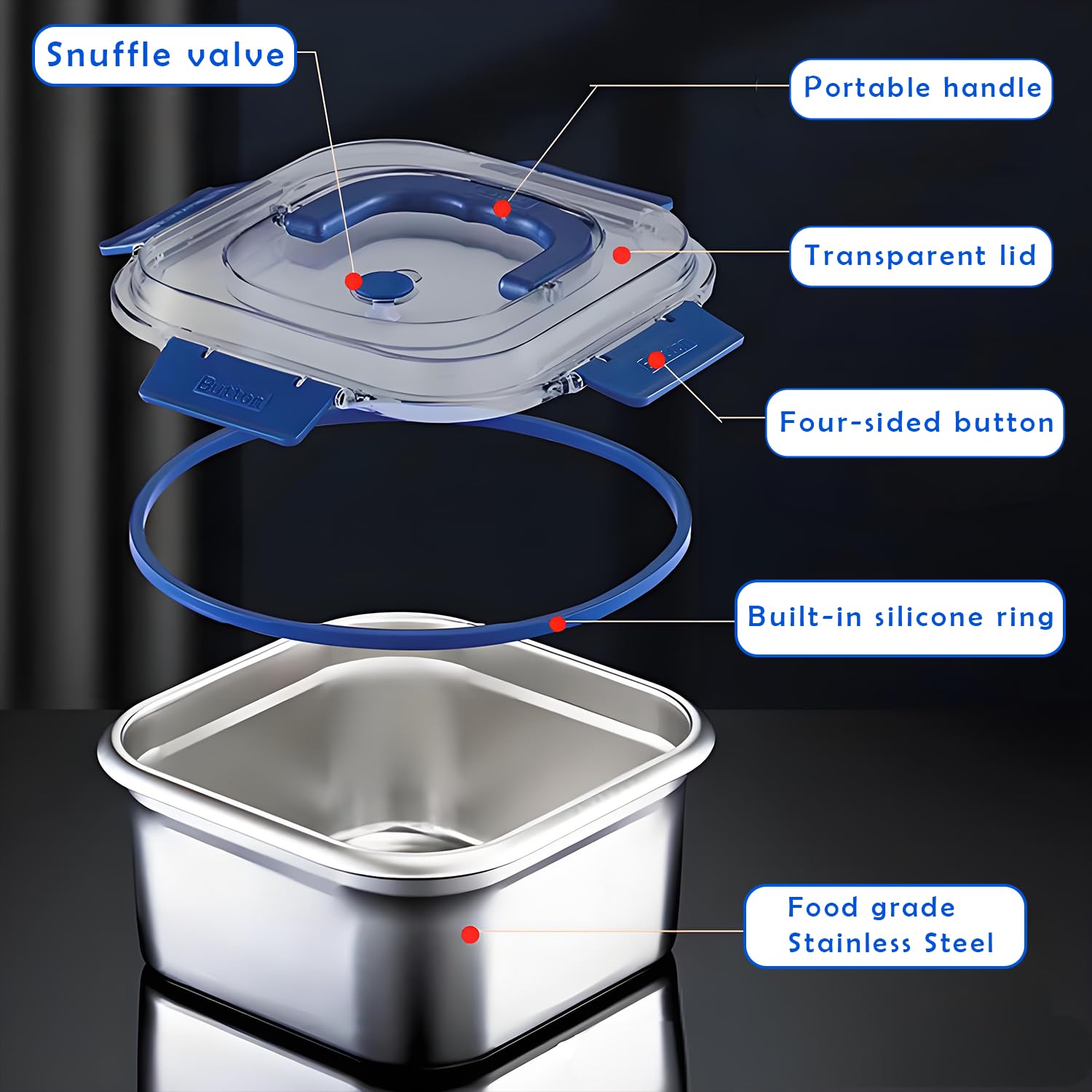 podafu stainless steel food containers with lids,Extra-thick type,HEAT-RESISTING,with 4 Locking Tabs, Microwave, Dishwasher, and Freezer Safe