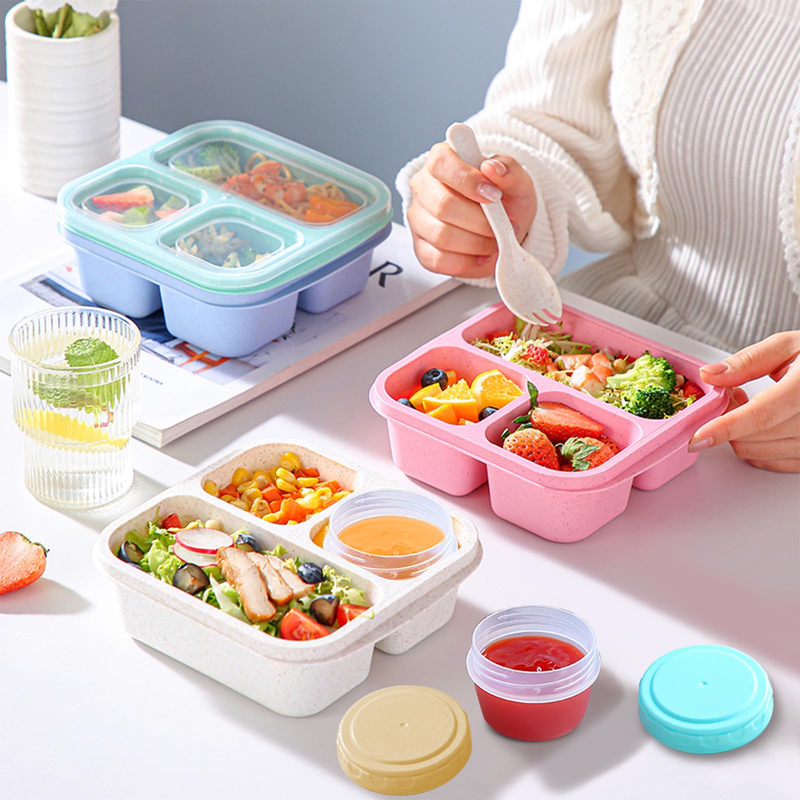TOUWMX 12 Pack Salad Dressing Containers, 2oz Leakproof Sauce Containers with Lids, Portable Lunch Box Accessories, BPA Free, Microwave & Dishwasher Safe