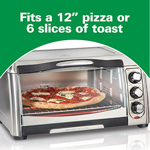 Hamilton Beach Air Fryer Countertop Toaster Oven with Large Capacity, Fits 6 Slices or 12β Pizza, 4 Cooking Functions for Convection, Bake, Broil, Easy Access, Sure-Crisp, Stainless Steel (31323)