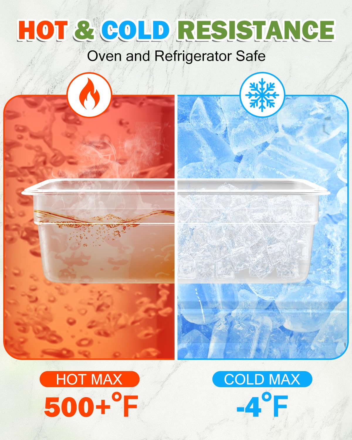1/3-1/6-1/9 Size&6 Inch Translucent NSF Food Pan: 9 PCS[Total Seal] [Hot&Cold Resistant] Food Storage Containers with Lids, Topping Salad Bar Container (BPA-FREE)