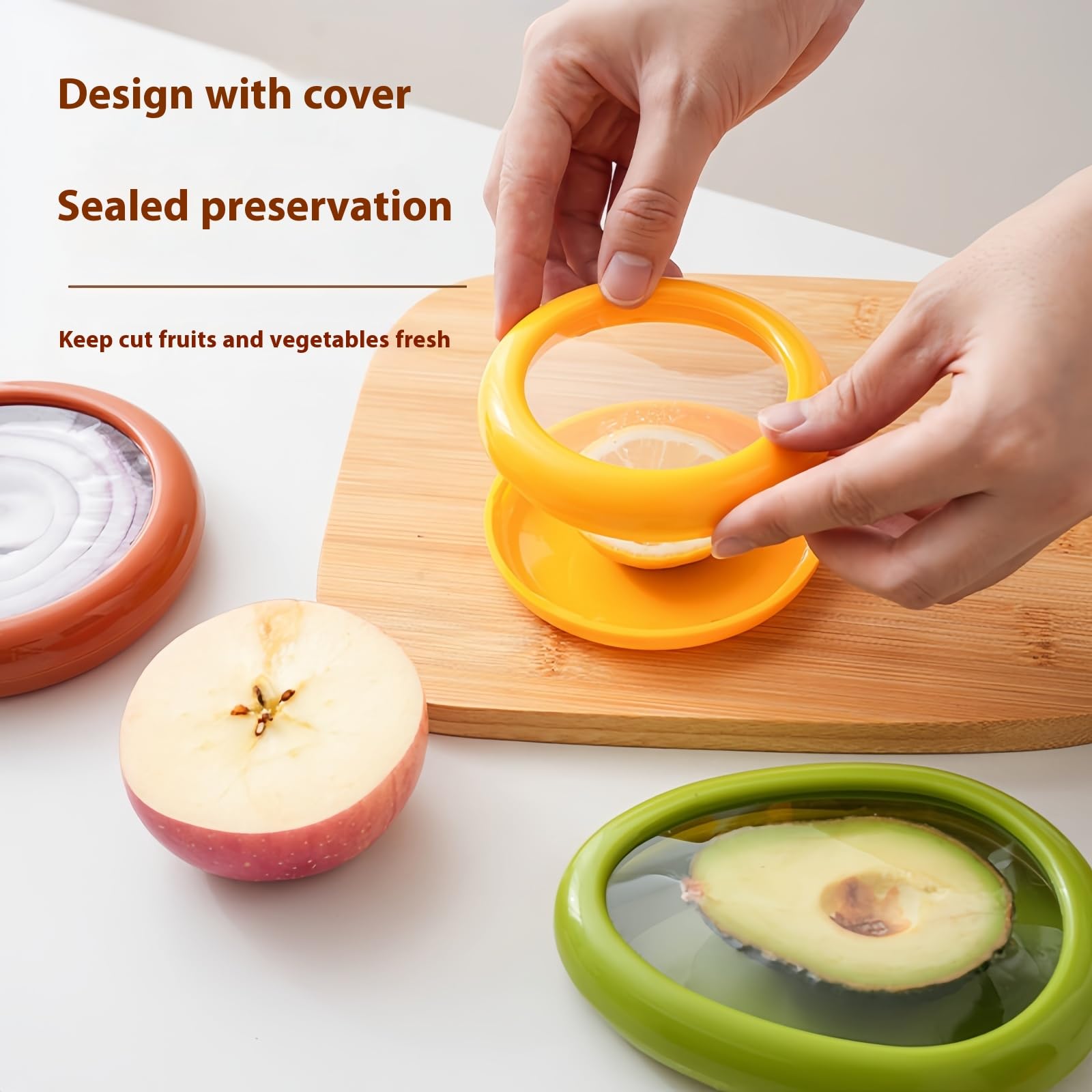 PYNASA 4 Pack Silicone Fruit and Vegetable Storage Containers Box for Fridge, Keep Fresh, Anti-oxidation, Ideal for Veggie, Onion, Garlic, Lemon, Tomato, Avocado, Refrigerator