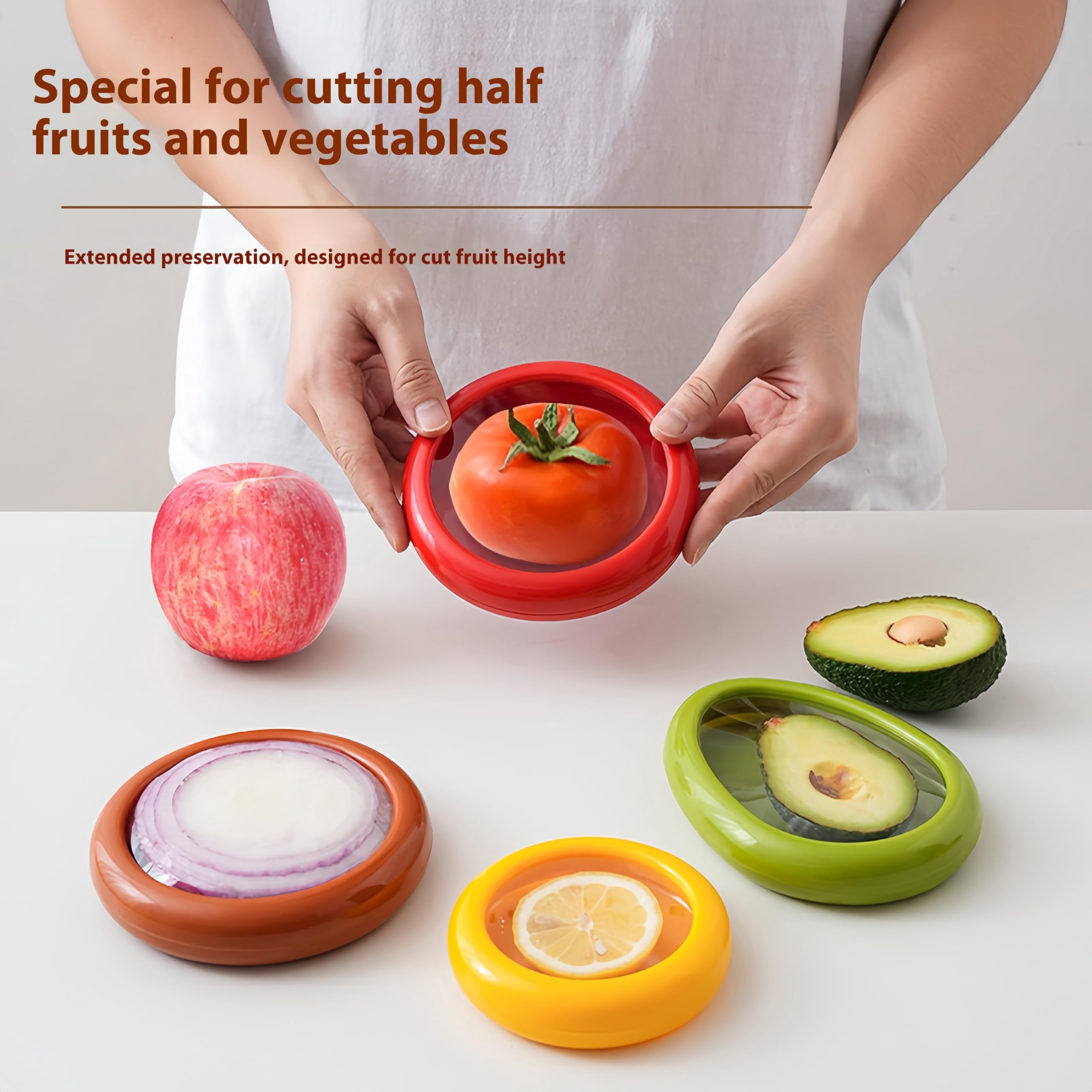 PYNASA 4 Pack Silicone Fruit and Vegetable Storage Containers Box for Fridge, Keep Fresh, Anti-oxidation, Ideal for Veggie, Onion, Garlic, Lemon, Tomato, Avocado, Refrigerator