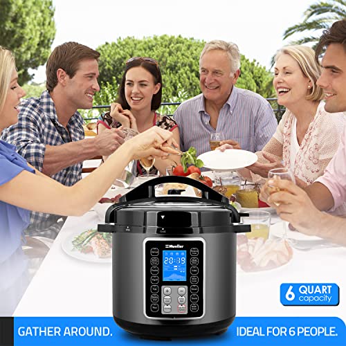 Mueller 6 Quart Pressure Cooker 10 in 1, Cook 2 Dishes at Once, Tempered Glass Lid incl, Saute, Slow Cooker, Rice Cooker, Yogurt Maker and Much More