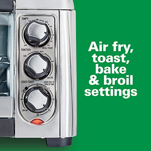 Hamilton Beach Air Fryer Countertop Toaster Oven with Large Capacity, Fits 6 Slices or 12β Pizza, 4 Cooking Functions for Convection, Bake, Broil, Easy Access, Sure-Crisp, Stainless Steel (31323)