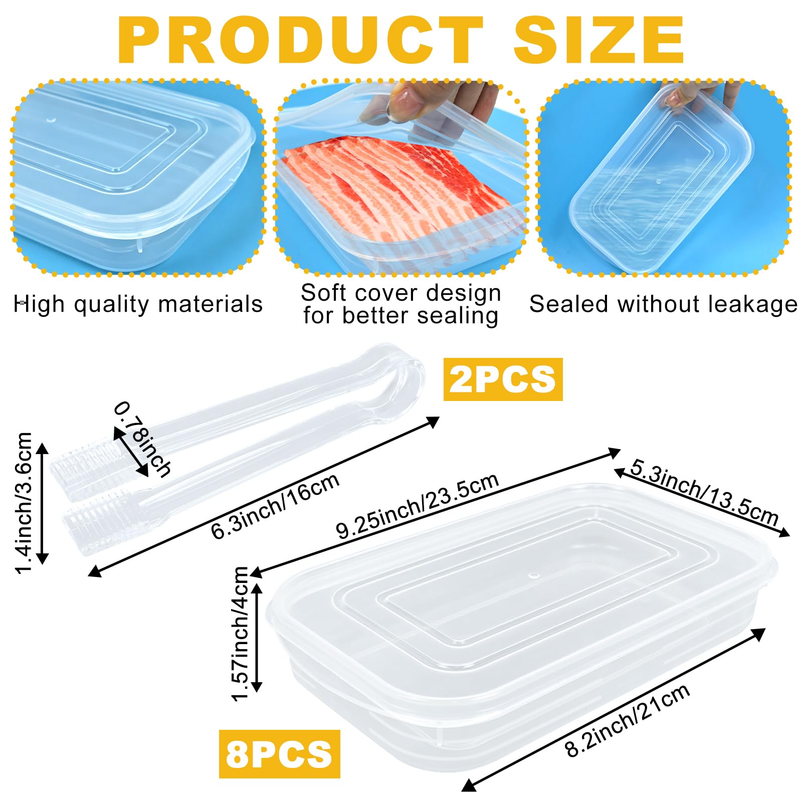 KKONHII Bacon Keeper, 8 Pcs Deli Meat Container for Fridge Plastic Saver Container with Lids and 2 Bacon Clip Airtight Cold Cuts Cheese Container Food Storage Box Shallow Low Christmas Cookie Holder