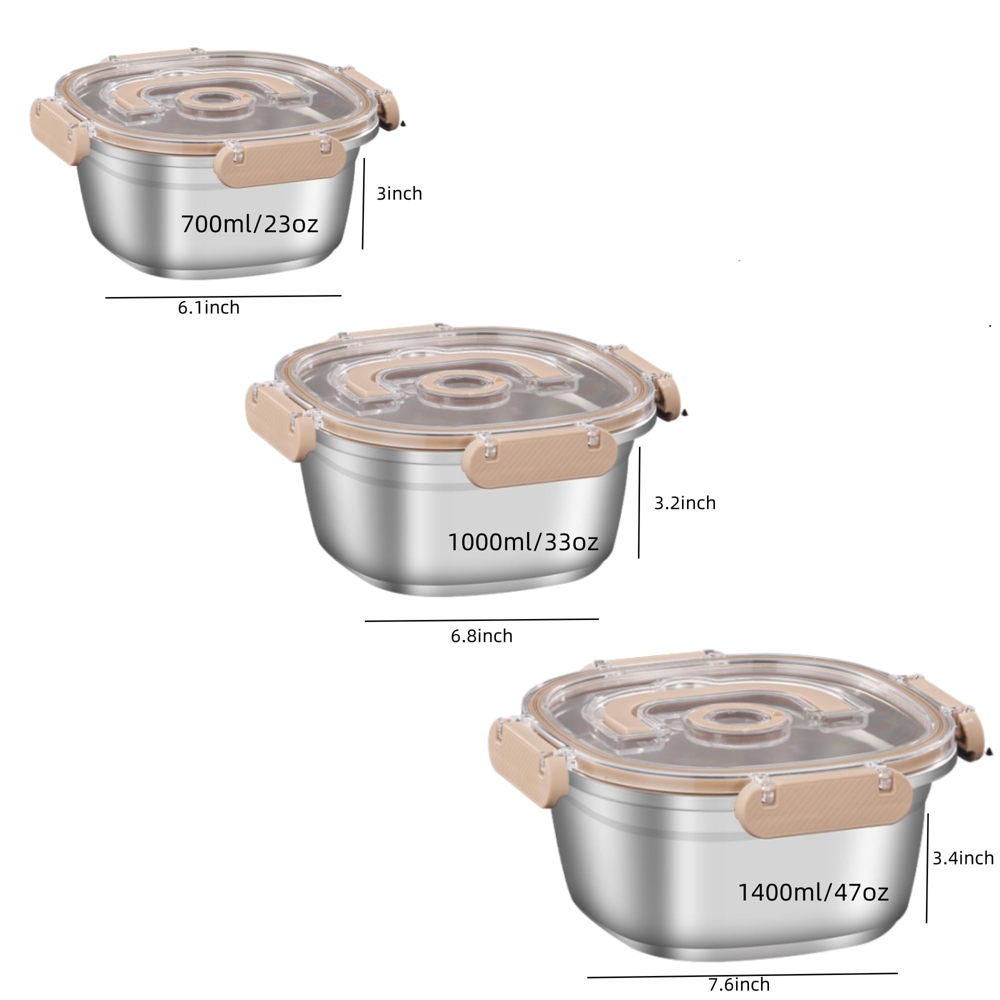 CHENMUYI Stainless Steel Food Containers with Lids Stainless Steel Lunch Bento Box Kitchen Snack Storage Containers Reusable&Stackable Metal Container for Home, Travel, Work, Party, Leftovers (white)