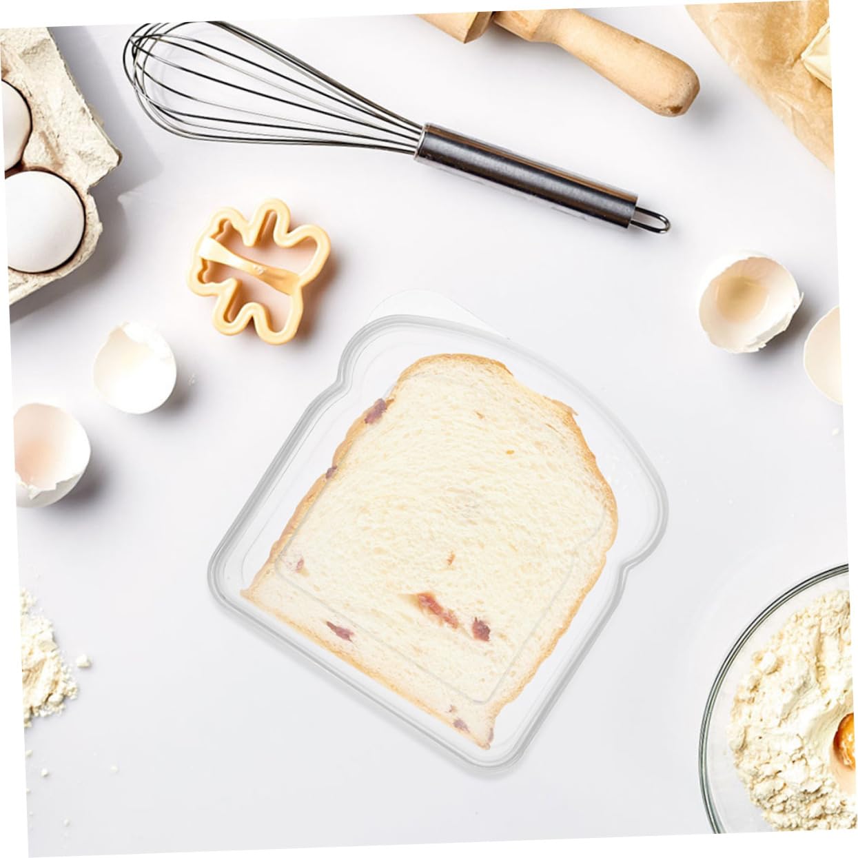 VINTORKY Set of Material Sandwich Containers Airtight Toast Boxes for Lunch Portable Sandwich Food Containers Lids for Work Camping Hiking