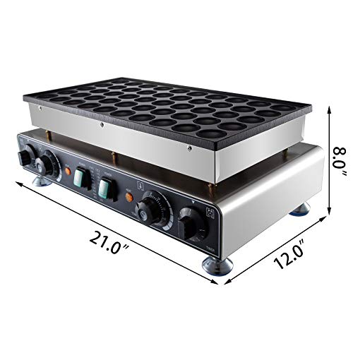 VBENLEM 110V Mini Dutch Pancake Baker 50PCS 1700W Commercial Electric Nonstick Waffle Maker Machine 1.8 Inches for Home and Restaurants
