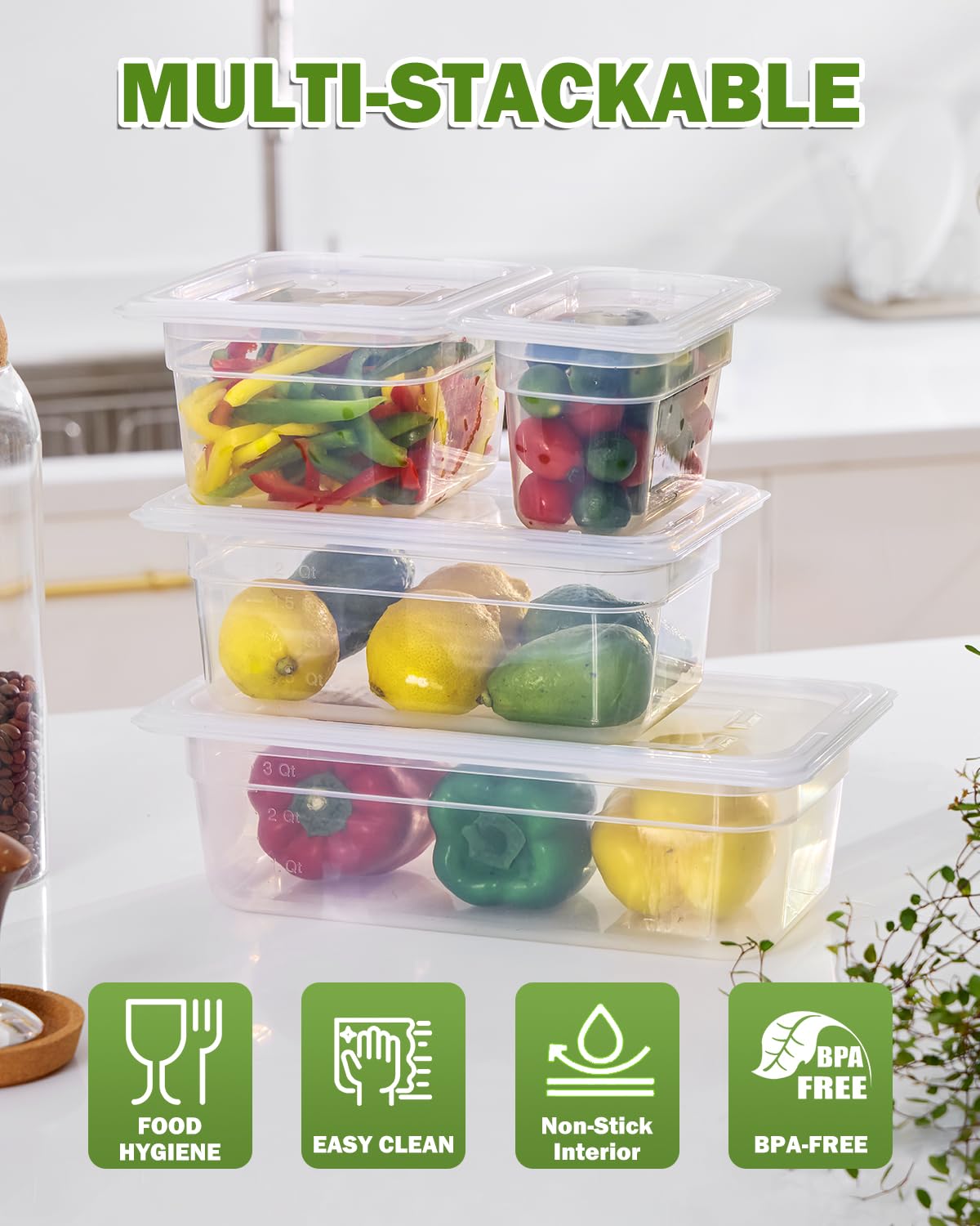 1/3-1/6-1/9 Size&6 Inch Translucent NSF Food Pan: 9 PCS[Total Seal] [Hot&Cold Resistant] Food Storage Containers with Lids, Topping Salad Bar Container (BPA-FREE)