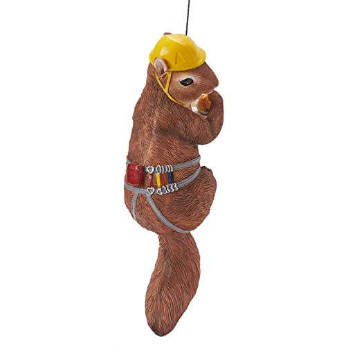 Climbing Squirrel Figurine Garden Wall & Tree Decor Statues, Animal Backyard Accessories, Hang on Wall, Yard Art Squirrel Gifts Figure Indoor and Outdoor Lawn Squirrel with Helmet Funny Decoration 12"