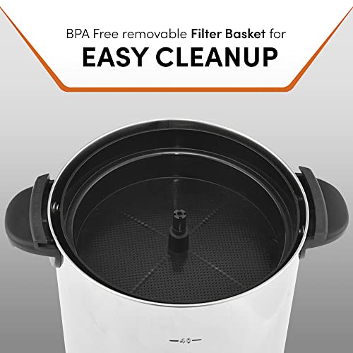 Elite Gourmet CCM-040 40 Cup Electric Hot Water Coffee Brewer Urn, Removable Filter For Easy Cleanup, Two Way Dispenser with Cool-Touch Handles, Stainless Steel