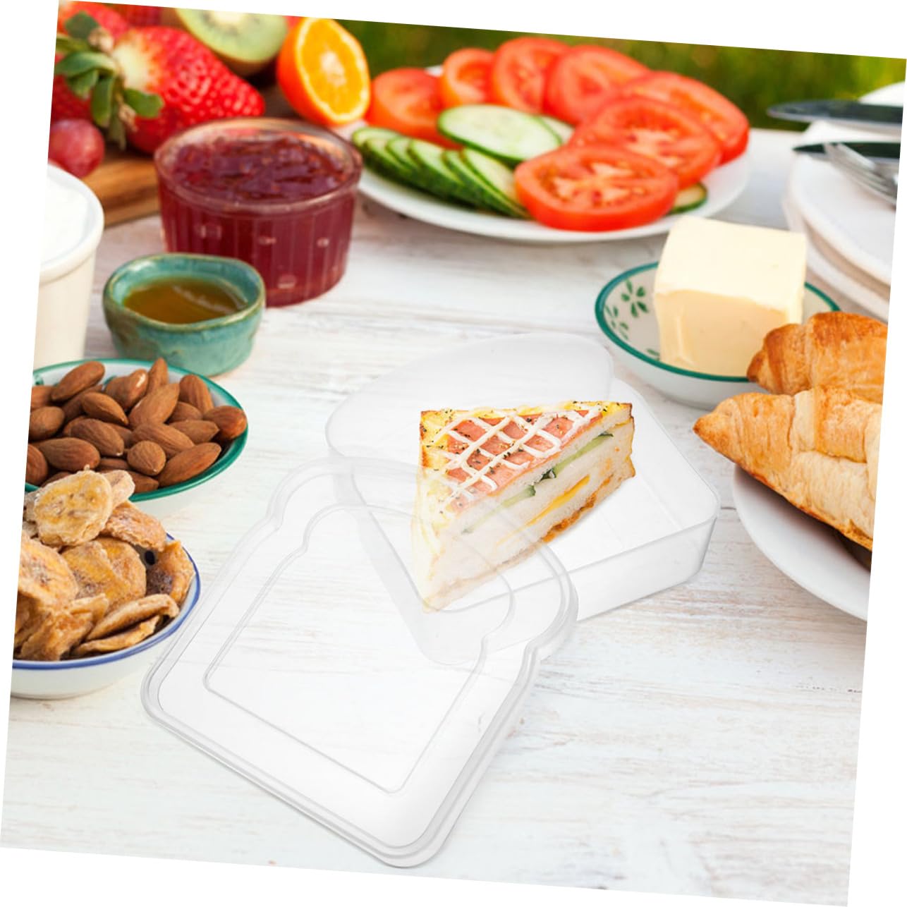 VINTORKY Set of Material Sandwich Containers Airtight Toast Boxes for Lunch Portable Sandwich Food Containers Lids for Work Camping Hiking