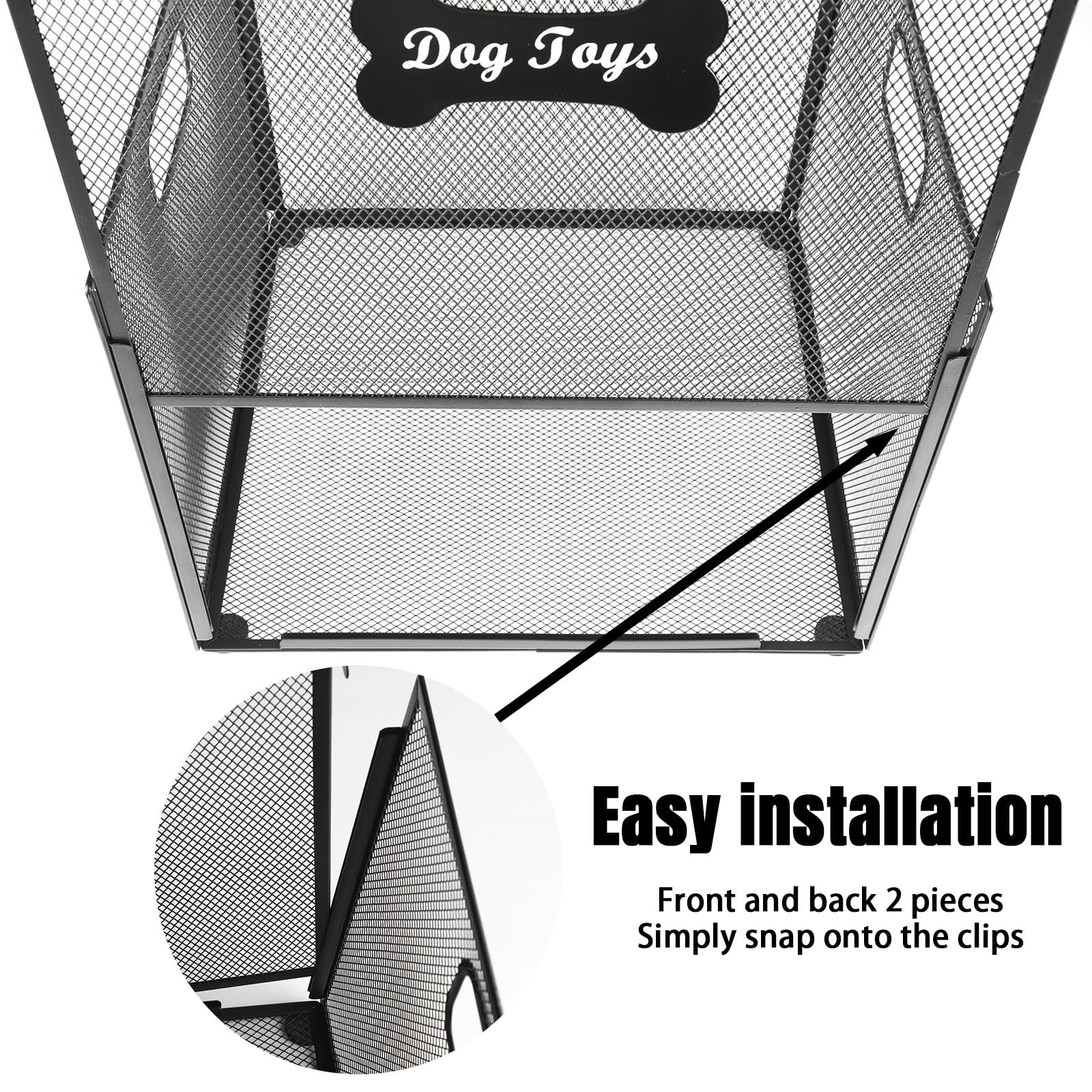 Lolytama Metal Dog Toy Box-Dog Toy Basket-Wire Mesh Basket-Cute Pawprint Dog Bone-Pet Accessory Rust-Resistant Finish-for Cat & Dog Toy Organization & Storage