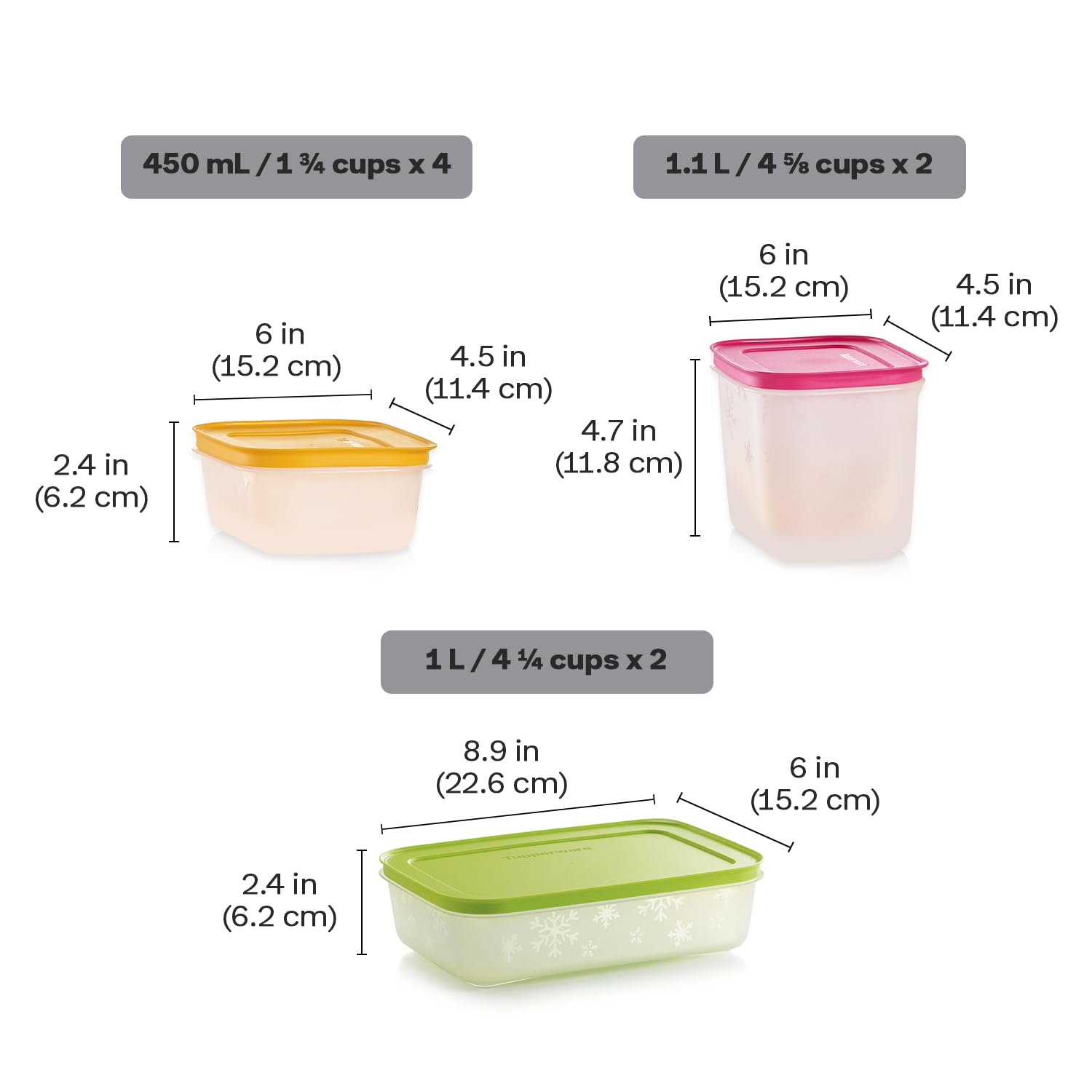 Tupperware Freezer Mates Gen II 8 Piece Food Storage Container Set, Dishwasher Safe and BPA Free (8 Containers, 8 Lids)