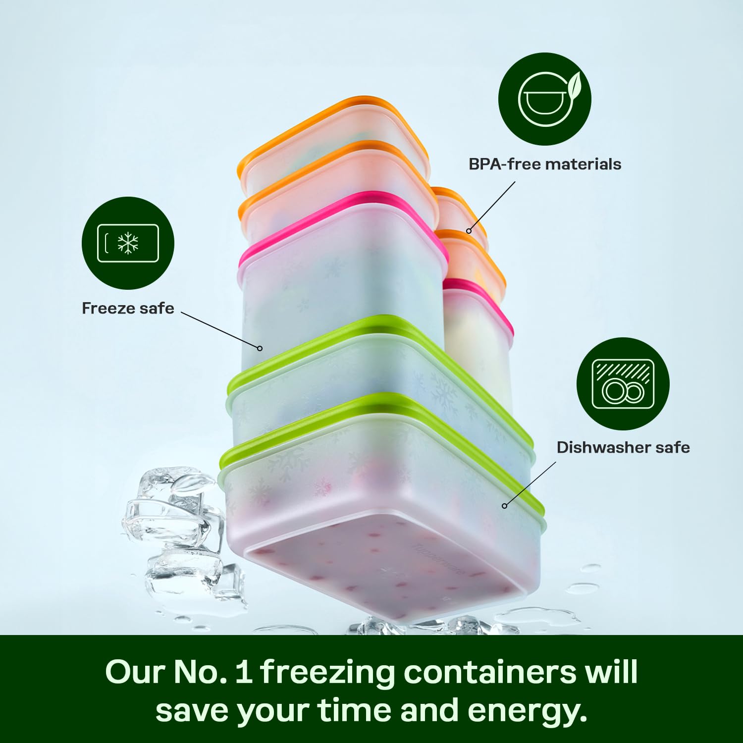 Tupperware Freezer Mates Gen II 8 Piece Food Storage Container Set, Dishwasher Safe and BPA Free (8 Containers, 8 Lids)