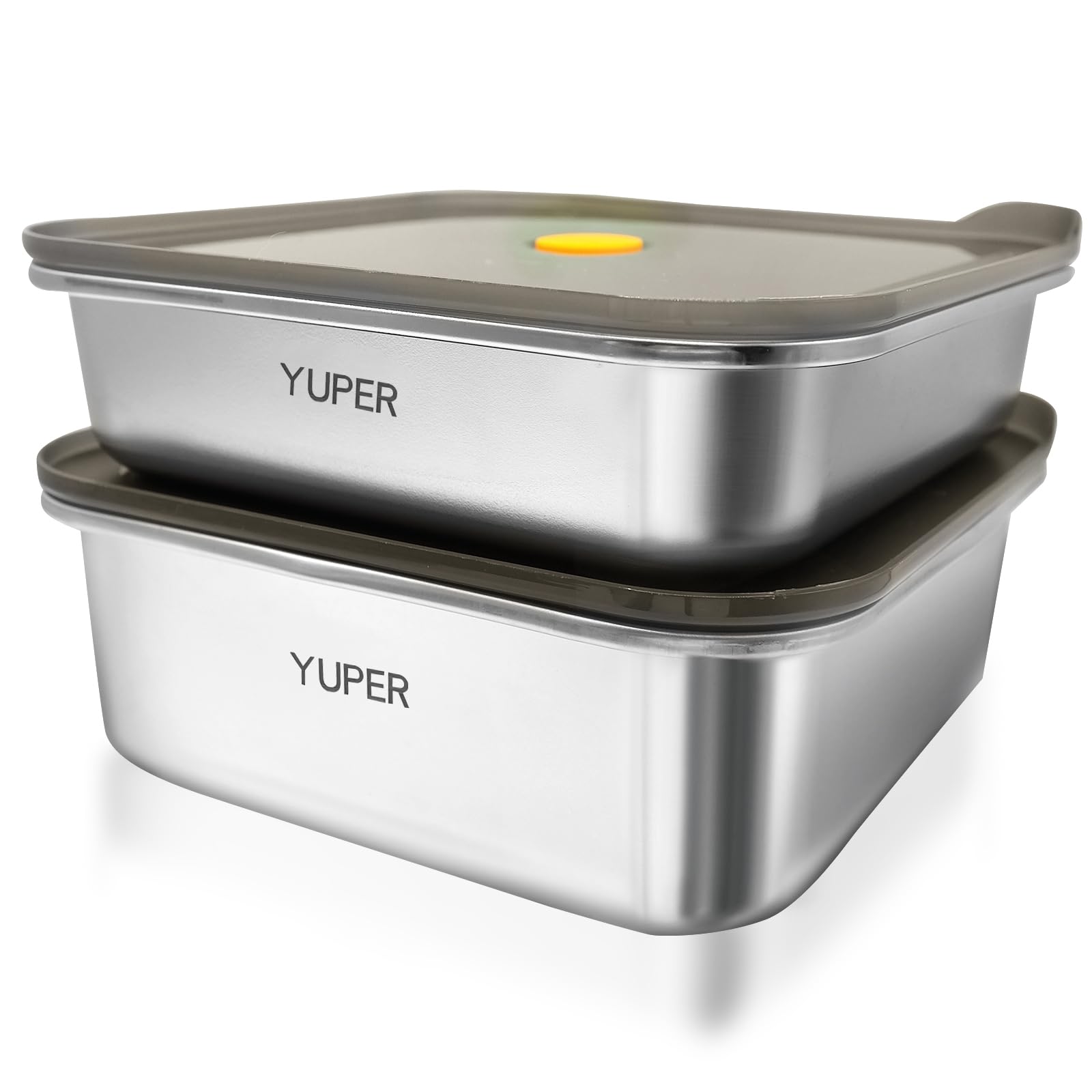 YUPER Stainless Steel Food Containers, Meal Prep Container, Bacon Cheese Container for Refrigerator, Stainless Steel Containers with Lids Fruit Lunch Storage, 2 Pack (40+67OZ)