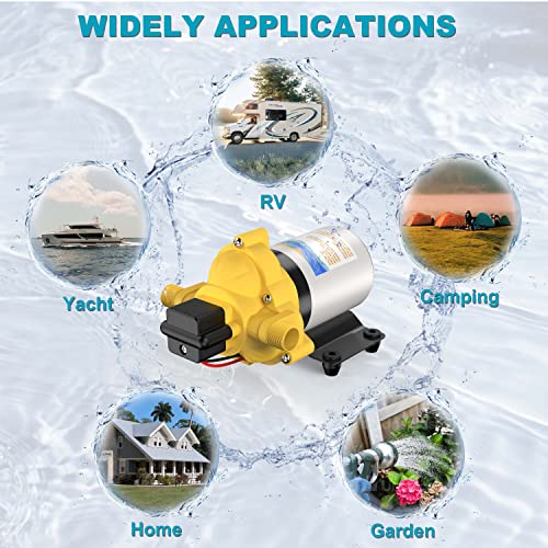 CircleRiver Premium RV Fresh Water Pump 3.5GPM 45PSI 12V DC Self Priming Diaphragm Water Pump for RV Quiet Water Pump with Pressure Switch for Yacht, Marine [Upgrade]