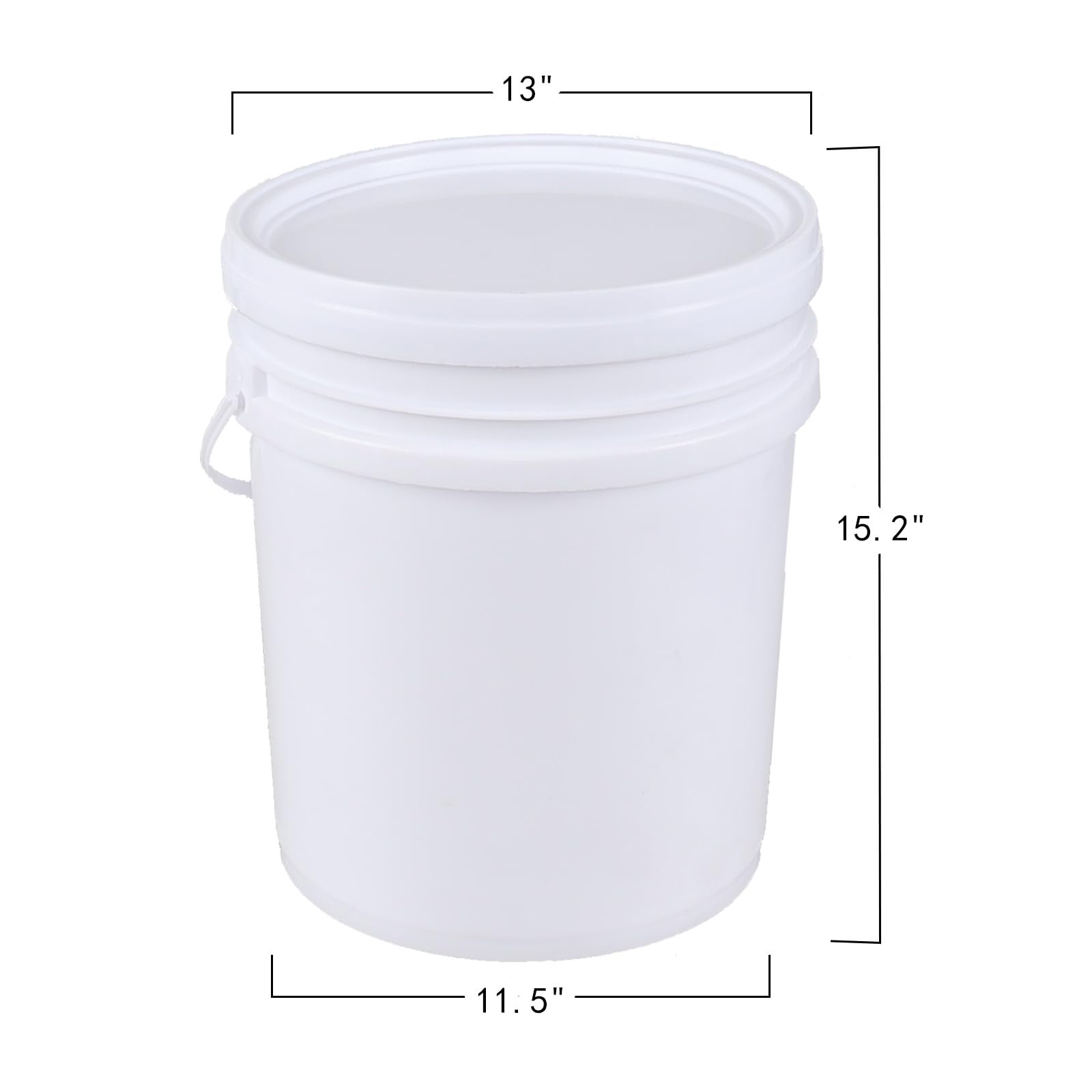 Hespama 4 Pack 6.5 Gallon Airtight Storage Bucket with Handle, Food Grade Sealable Lid Bucket, White