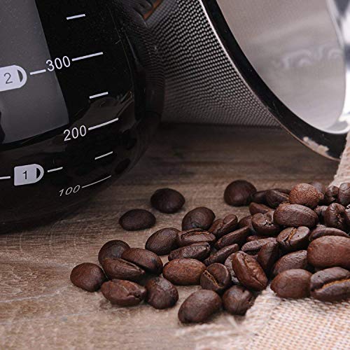 Glass Pour Over Coffee Maker Set with Reusable Stainless Steel Drip Filter Elegant Coffee Dripper Pot Glass Carafe & Permanent Stainless Steel Filter