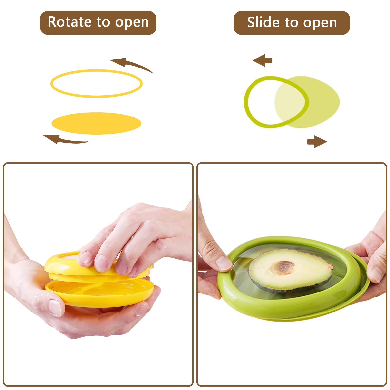 Saxialy Vibrant and Stylish Silicone Fruit Storage Containers - 4pcs Reusable Food Storage Boxes for Onion, Avocado, Tomato, Lemon