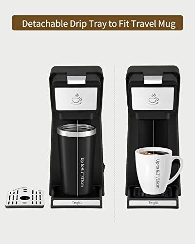 Teglu Upgraded 2 in 1 Single Serve Coffee Maker for K Cup Pods & Ground Coffee, Mini K Cup Coffee Machine 6-14 oz, Single Cup Coffee Brewer with One-Press Fast Brewing, Reusable Filter, Black