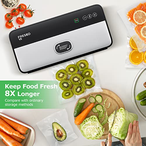 FRESKO Full Automatic Vacuum Sealer Machine, EasierVac Hands-Free Food Sealer with Bag Detection and LED Indicator (V5)