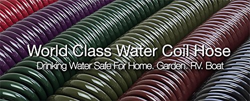 Water Right 300 Series (3/8") Coil Garden Hose, Drinking Water Safe, 25-Foot, Lead-Free Brass Fittings, Rosemary