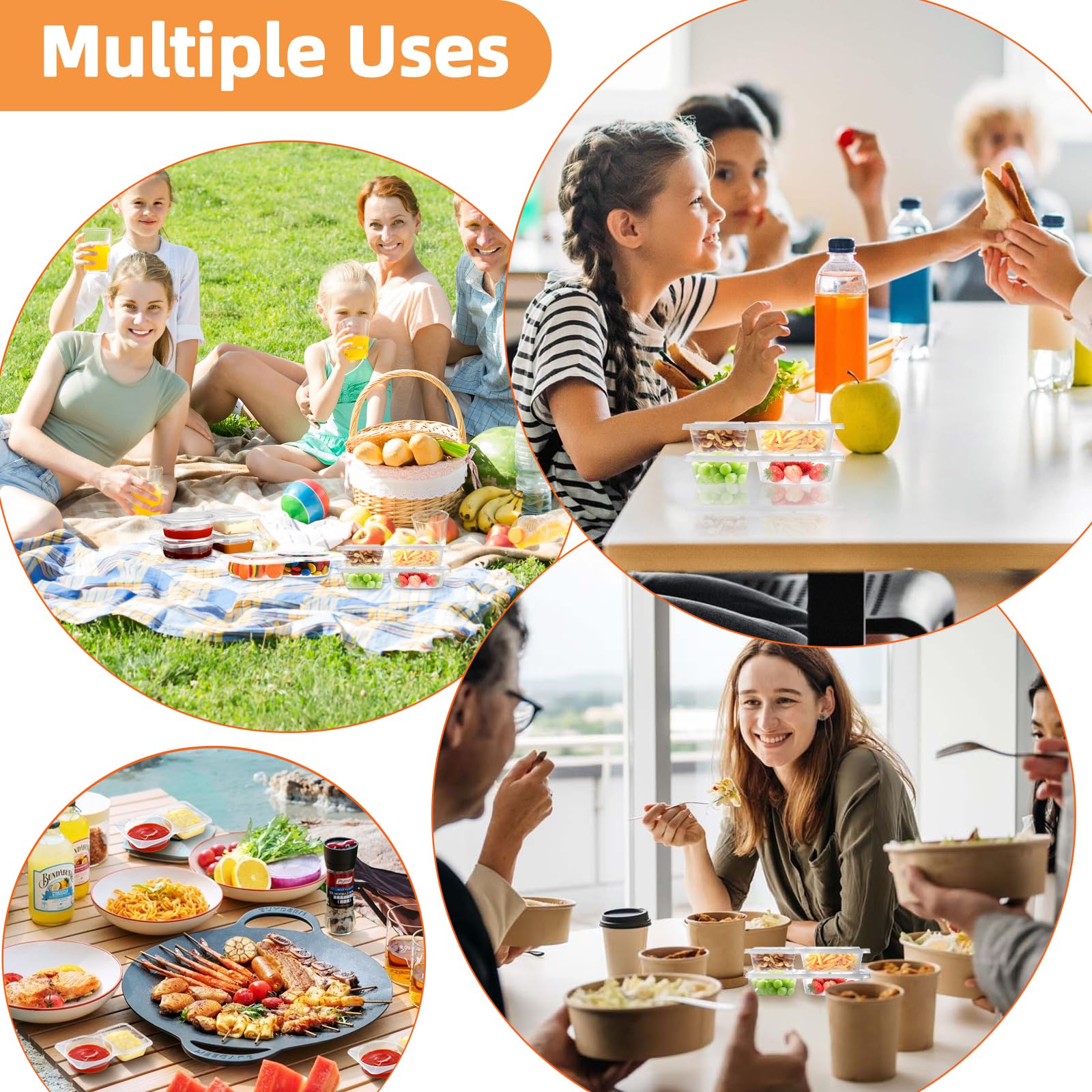 tiaotyu 20 Pack Leak-Proof Dual Compartment Containers with Lids, Disposable Sauce Cups for Dips, Condiments, Snacks, Salads β Ideal for Catering, Parties & Takeout