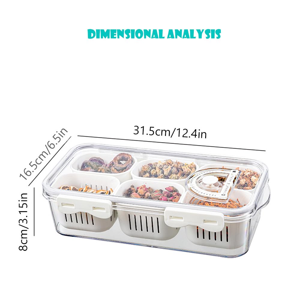 Mimeile Fruit Serving Trays with Lid Divided Veggie Tray Snack Serving Platter Vegetable Storage Box Draining Basket Fridge Organizer Container for Salad Cooking Party Picnic Travel