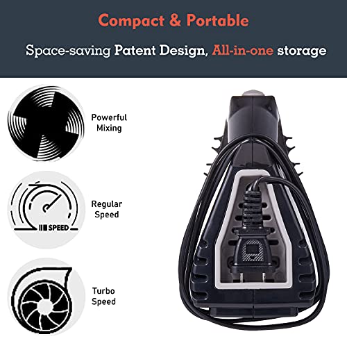 Hand Mixer, MOSAIC Handheld Cake Mixer Electric, 3 Speed Powerful Mixer for Egg White Cream Whipping Mixing Cookies, Brownies, Dough, 4 Stainless Steel Accessories Cord & Attachments Storage