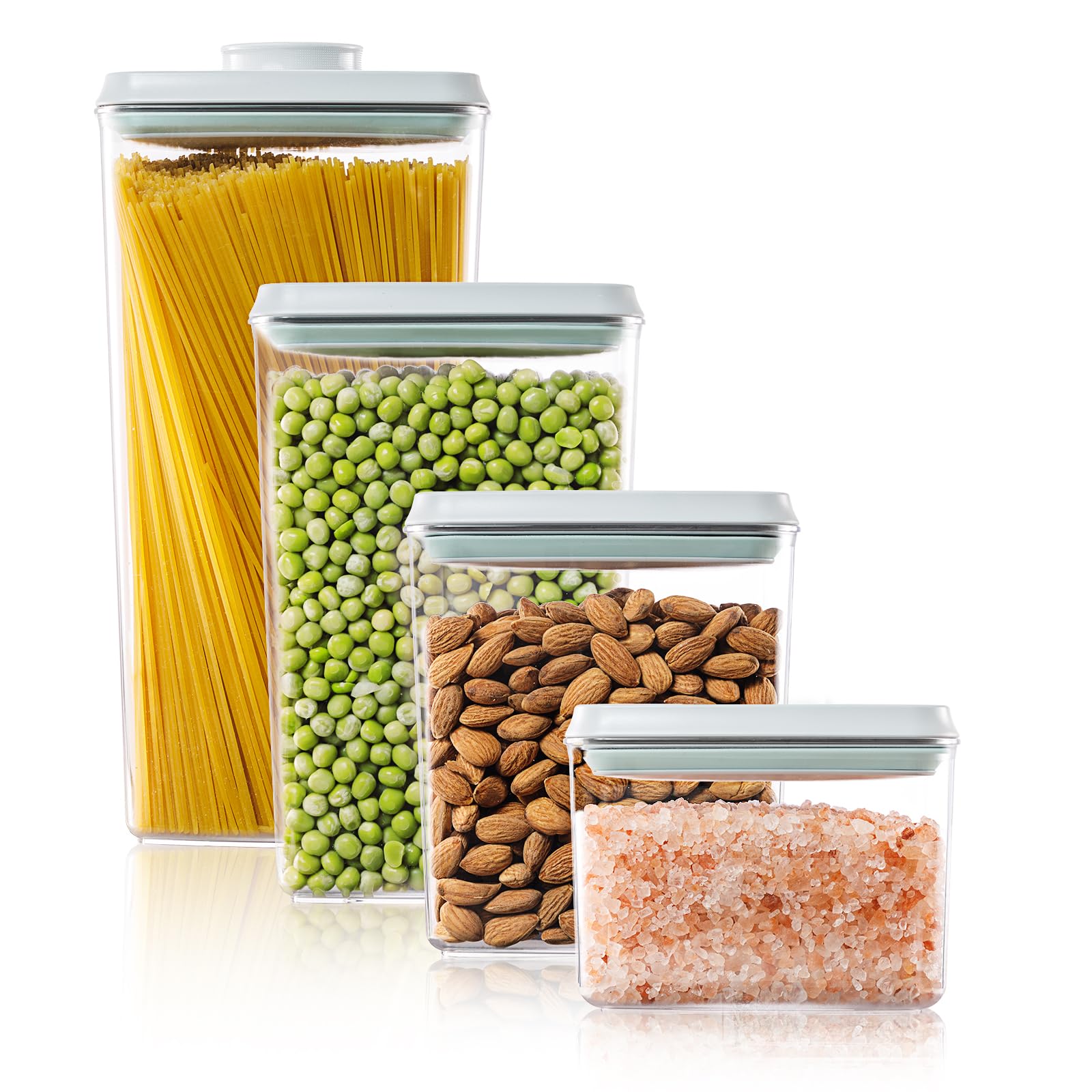Tourdeus Pop Containers for Food Storage - 4 Pack Airtight Food Storage Containers, BPA-Free Flour Containers with Lids, Food-Grade Air Tight Containers for Food with Measurement Marks