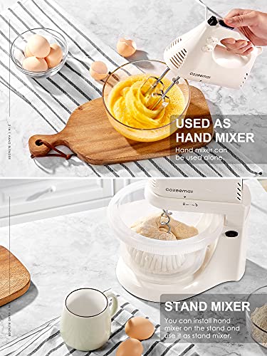 2 in 1 Hand Mixers Kitchen Electric Stand mixer with bowl 3 Quart, electric mixer handheld for Everyday Use, Dough Hooks & Mixer Beaters for Frosting, Meringues & More