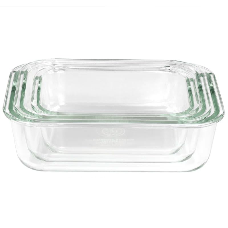 Martha Stewart Rectangular Glass Containers With Snap Lids, Set of 3